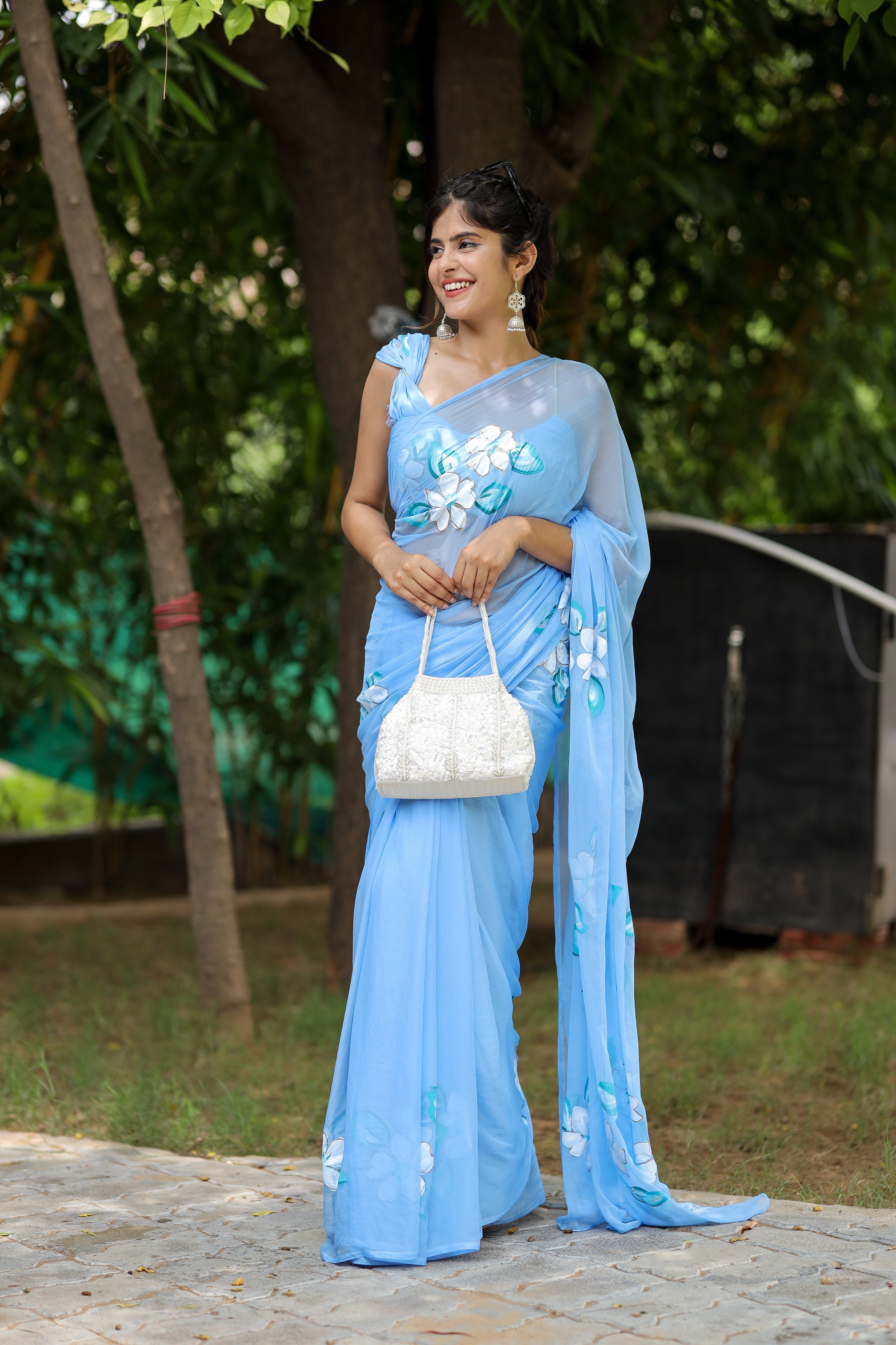 Sarees hand painted with organic colors on natural fabrics. | Blue ...