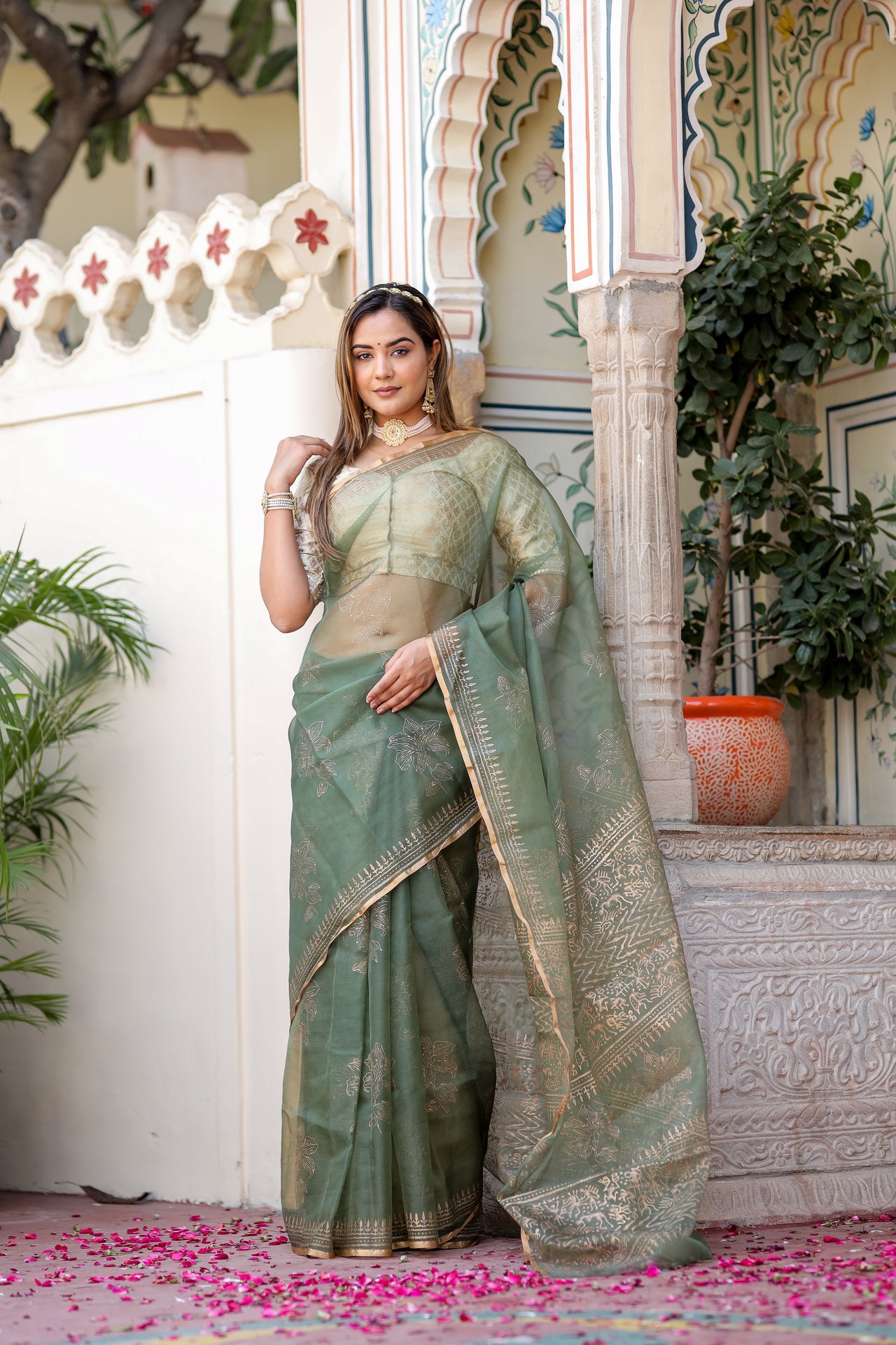 Sarees hand painted with organic colors on natural fabrics. | Golden ...