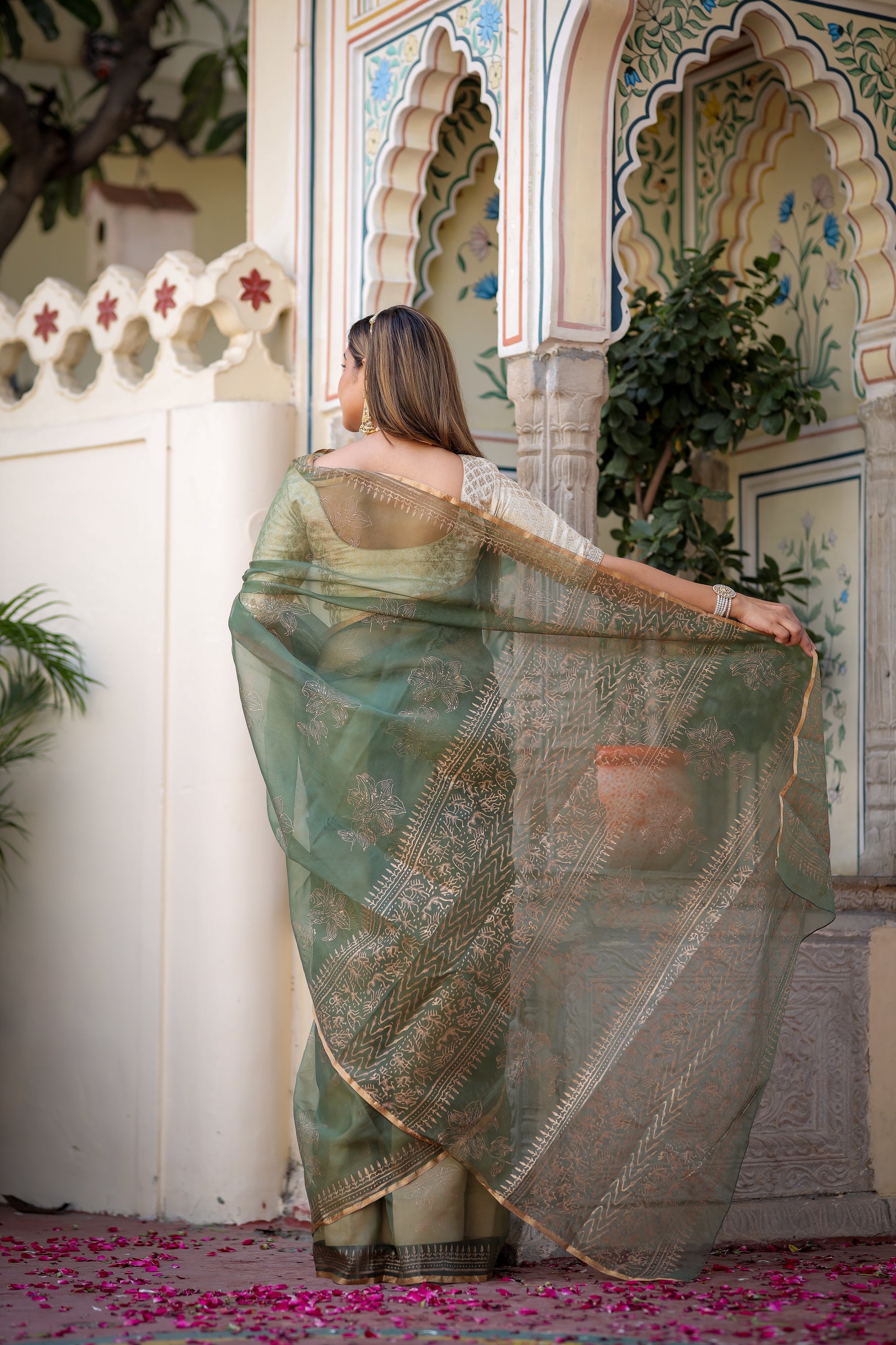 Sarees hand painted with organic colors on natural fabrics. | Golden ...