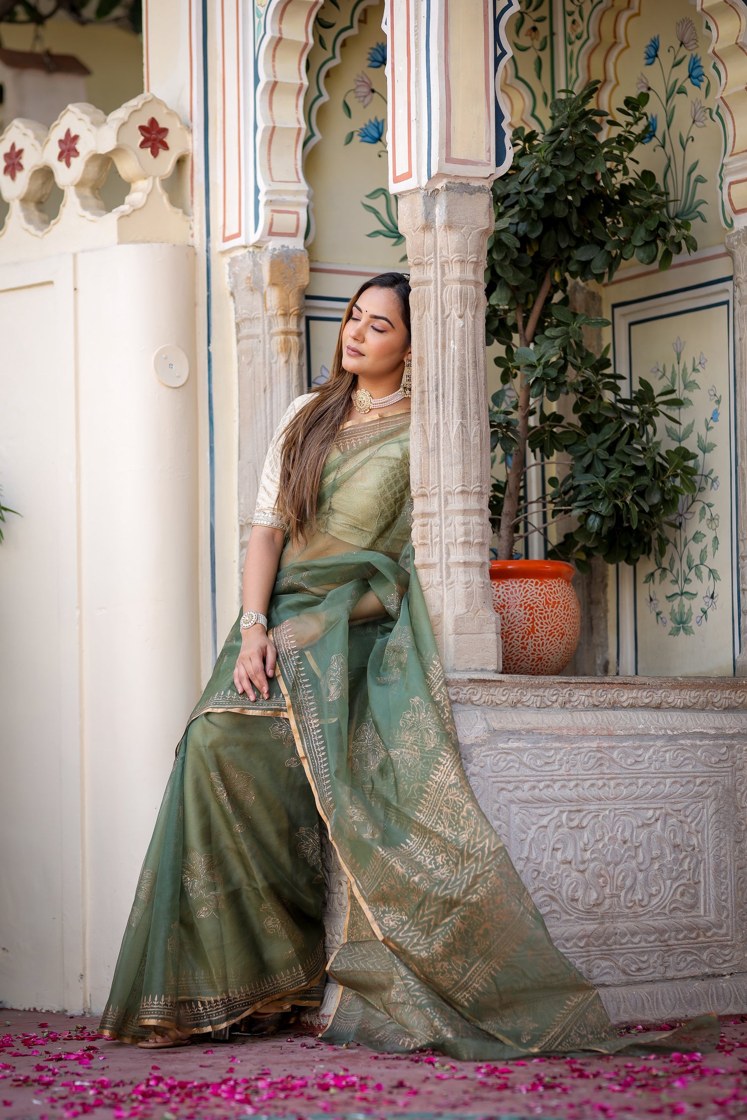 Sarees hand painted with organic colors on natural fabrics. | Golden ...