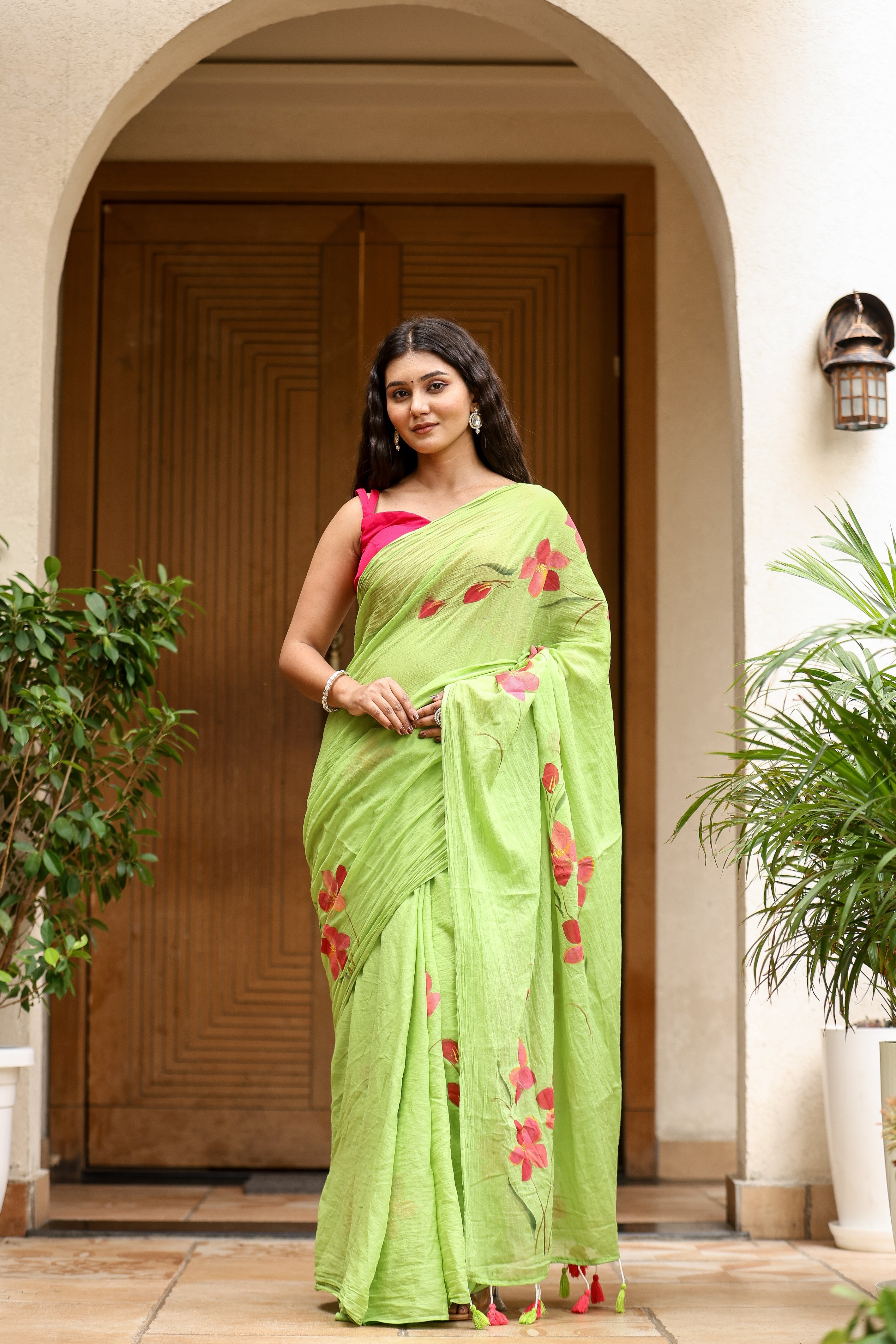 Sarees hand painted with organic colors on natural fabrics. | Lime ...